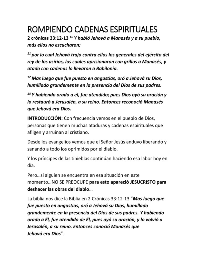 Rompiendo Cadenas Espirituales | PDF | Dios | Jesús