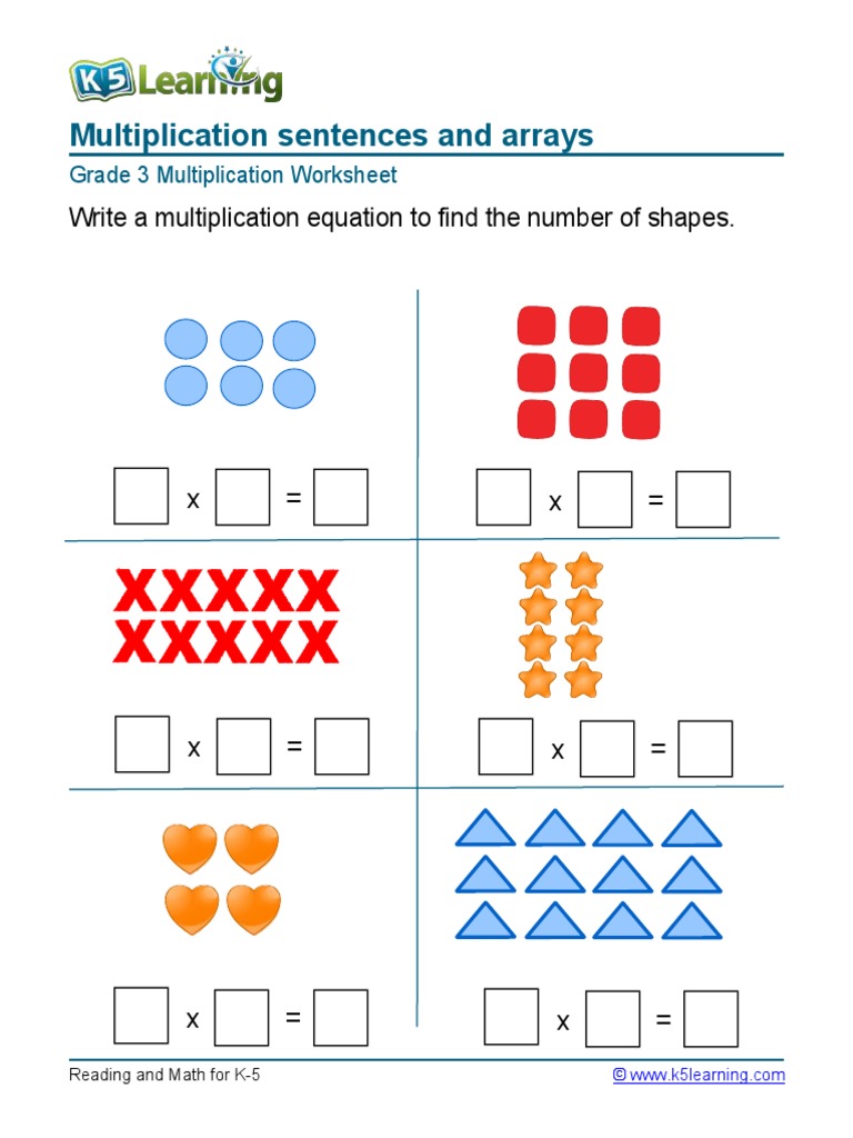 Grade 3 Multiplication Sentences Arrays A | PDF