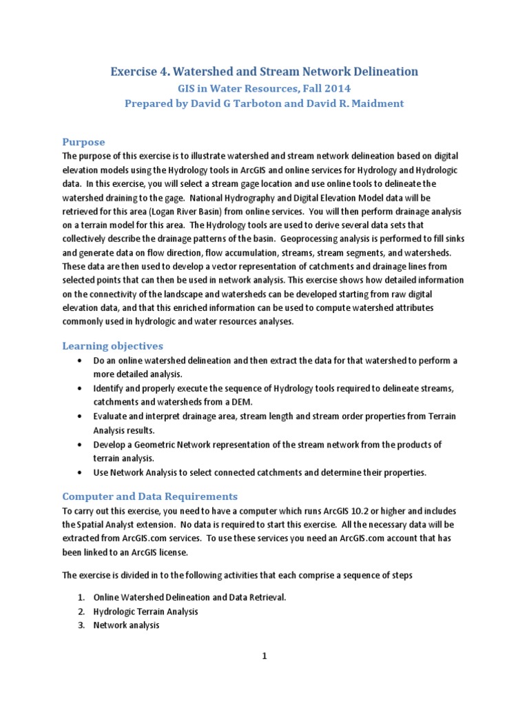 Exercise 4. Watershed and Stream Network Delineation | Download Free ...