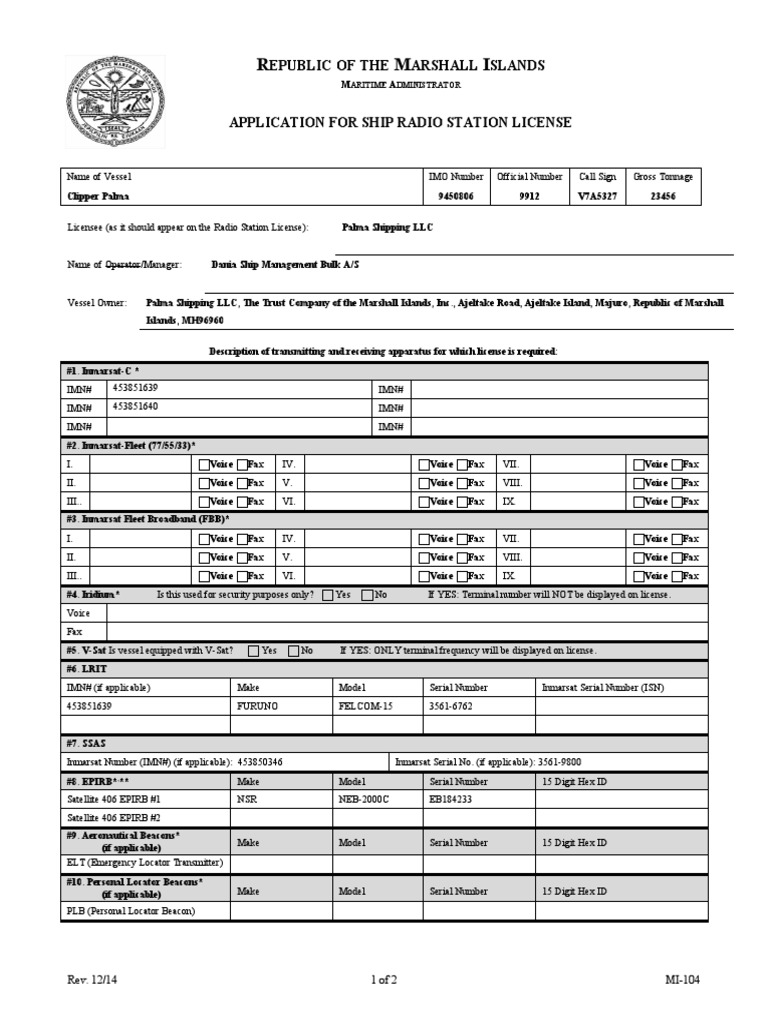 Ship Radio Station License Application | PDF | Wireless | Service ...