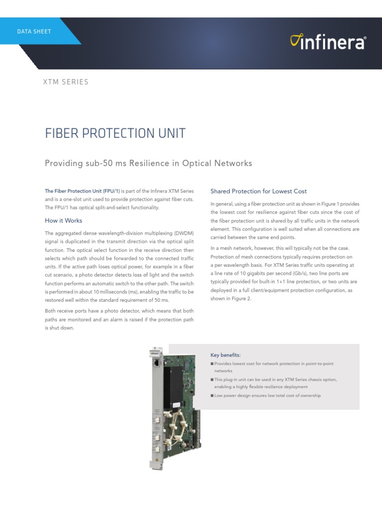 Infinera Series Data Sheet Fiber Protection Unit | PDF | Wavelength ...