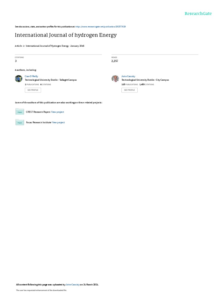 International Journal of Hydrogen Energy January 2016 | PDF | Anode ...