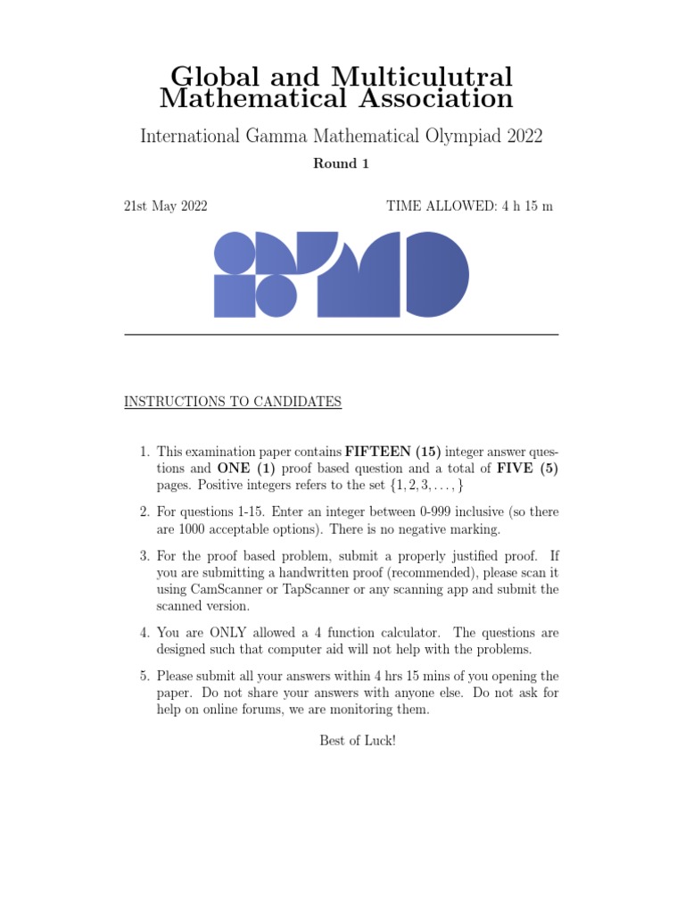 IGMO Round 1 Paper Final Typos Corrected Time Updated 2 France 2 | PDF ...