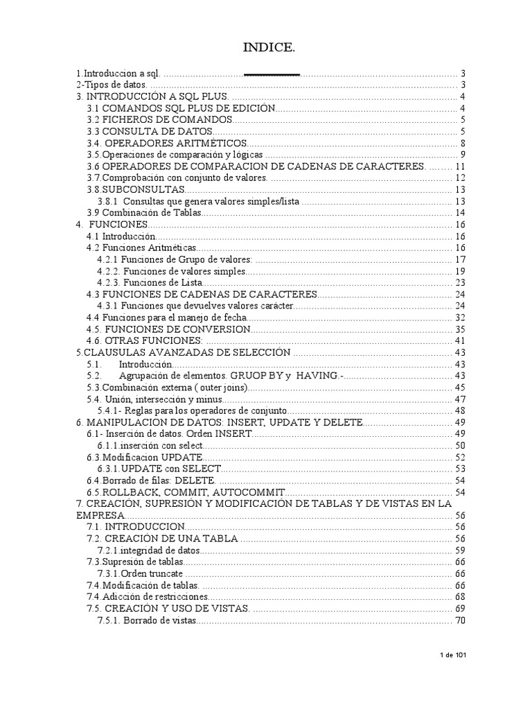 Fundamentos SQL Oracle | PDF | SQL | Bases de datos