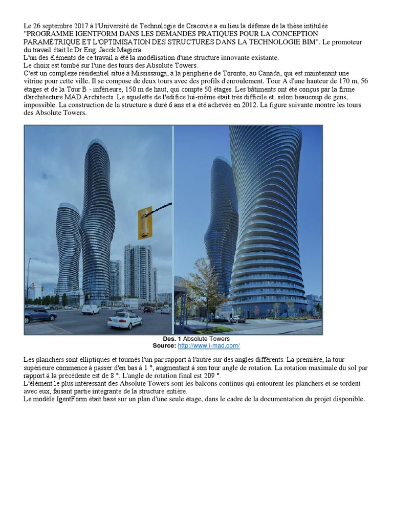 Modélisation Paramétrique des Absolute Towers avec IgentForm | PDF ...