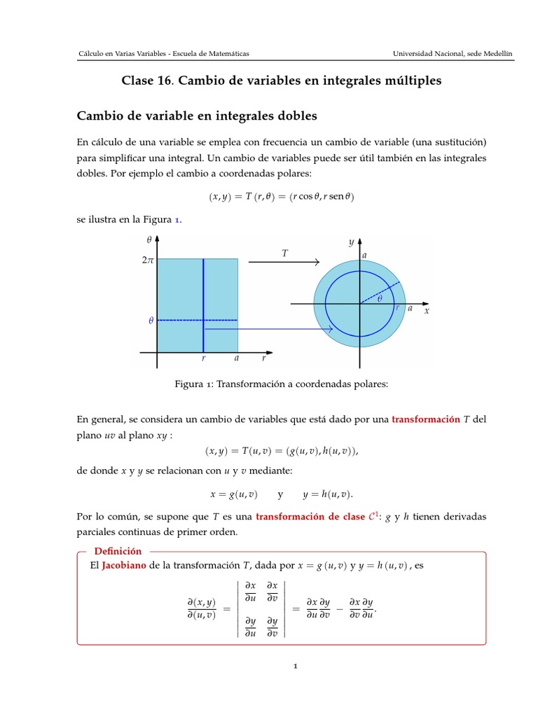 Clase 16. Cambio de Variables en Integración Múltiple | PDF | Integral ...
