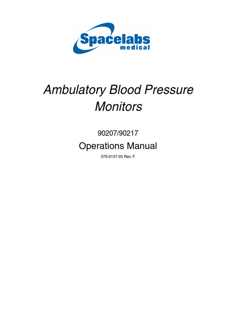 Ambulatory Blood Pressure Monitors: Operations Manual | PDF ...