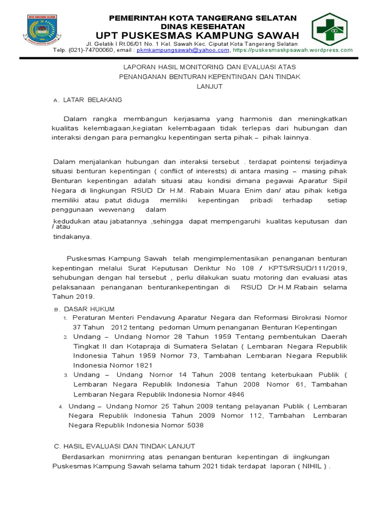 Laporan Benturan Kepentingan | PDF | Ilmu Sosial