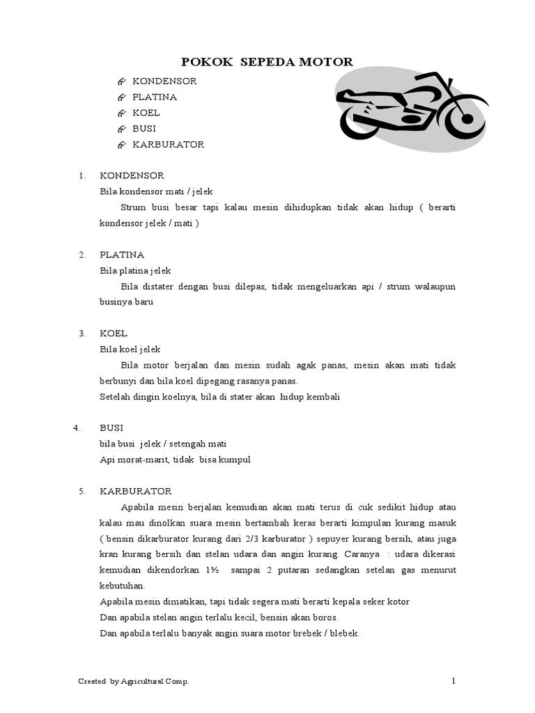 Pokok Sepeda Motor | PDF