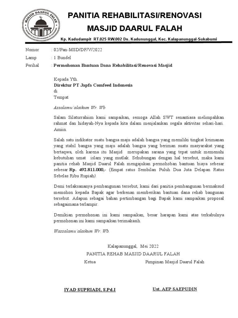 Surat Permohonan Mushola | PDF