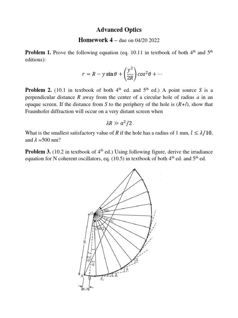 Optics Homework Problems | PDF