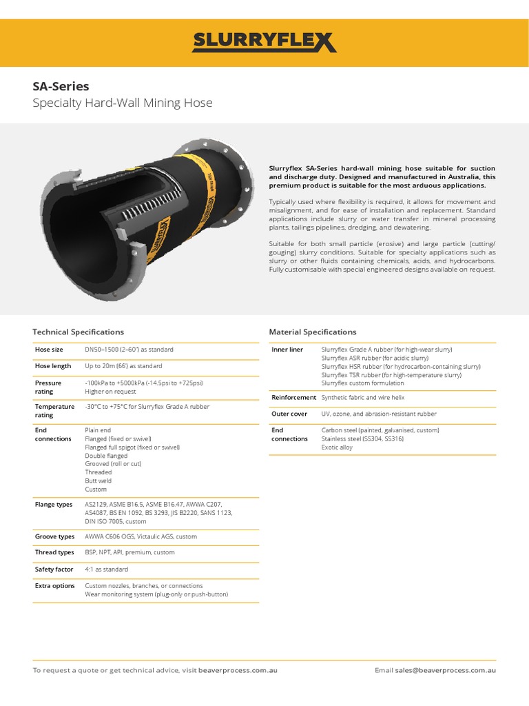 Slurryflex SA Hard Wall Mining Hose Datasheet | PDF | Materials ...