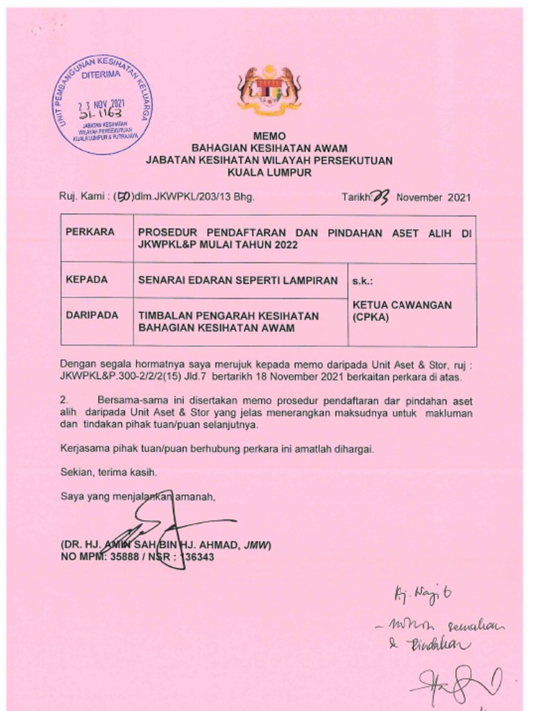Prosedur Daftar Dan Pindahan Aset Alih Mulai 2022 | PDF