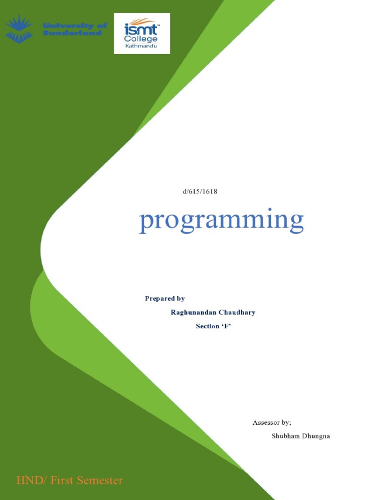 Assignment Of Programming Pdf Computer Programming Algorithms