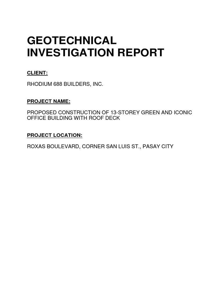GEOTECHNICAL INVESTIGATION REPORT - Proposed Construction of 13-Storey ...