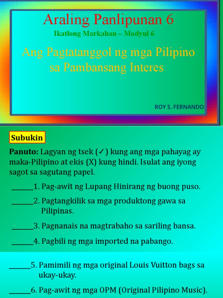 AP 6 Q3 Week 6 | PDF