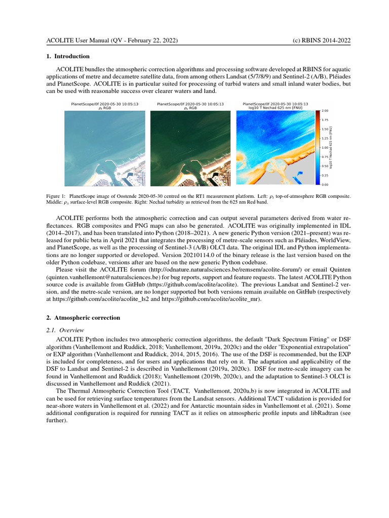 ACOLITE Atmospheric Correction Guide | PDF | Command Line Interface ...