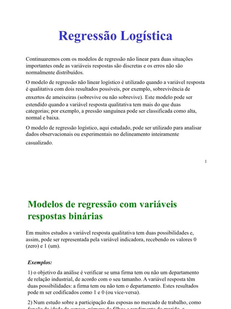 Regressao Logistica | PDF | Regressão logística | Probabilidade