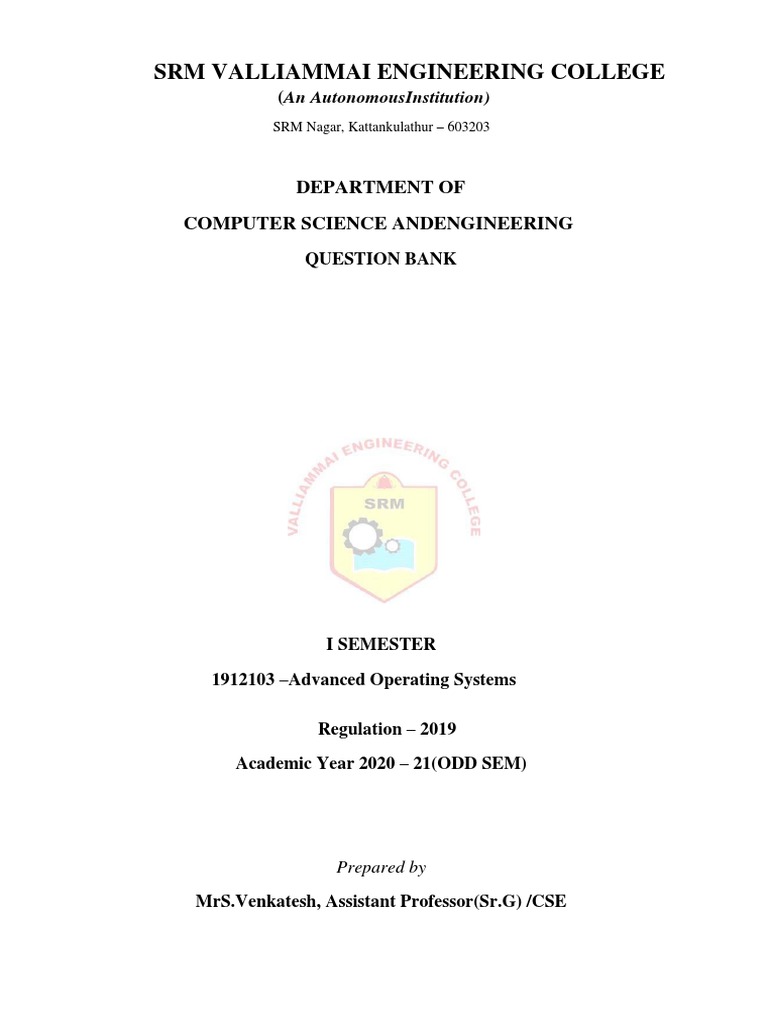SRM Valliammai Engineering College: Department of Computer Science ...
