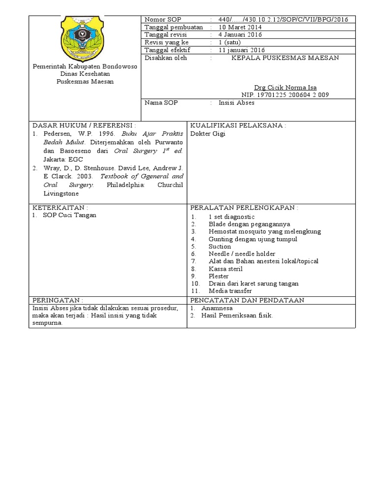SOP Insisi Abses | PDF