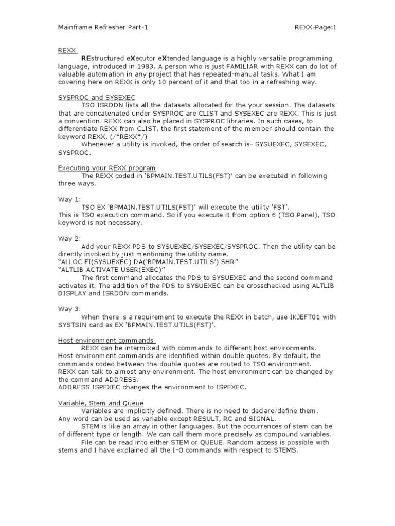 Rexx 1.0 | PDF | Subroutine | Control Flow