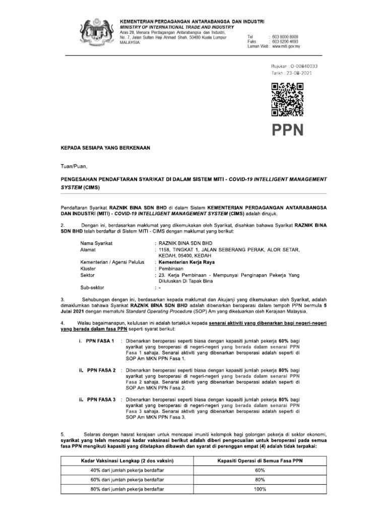 Contoh Surat MITI | PDF