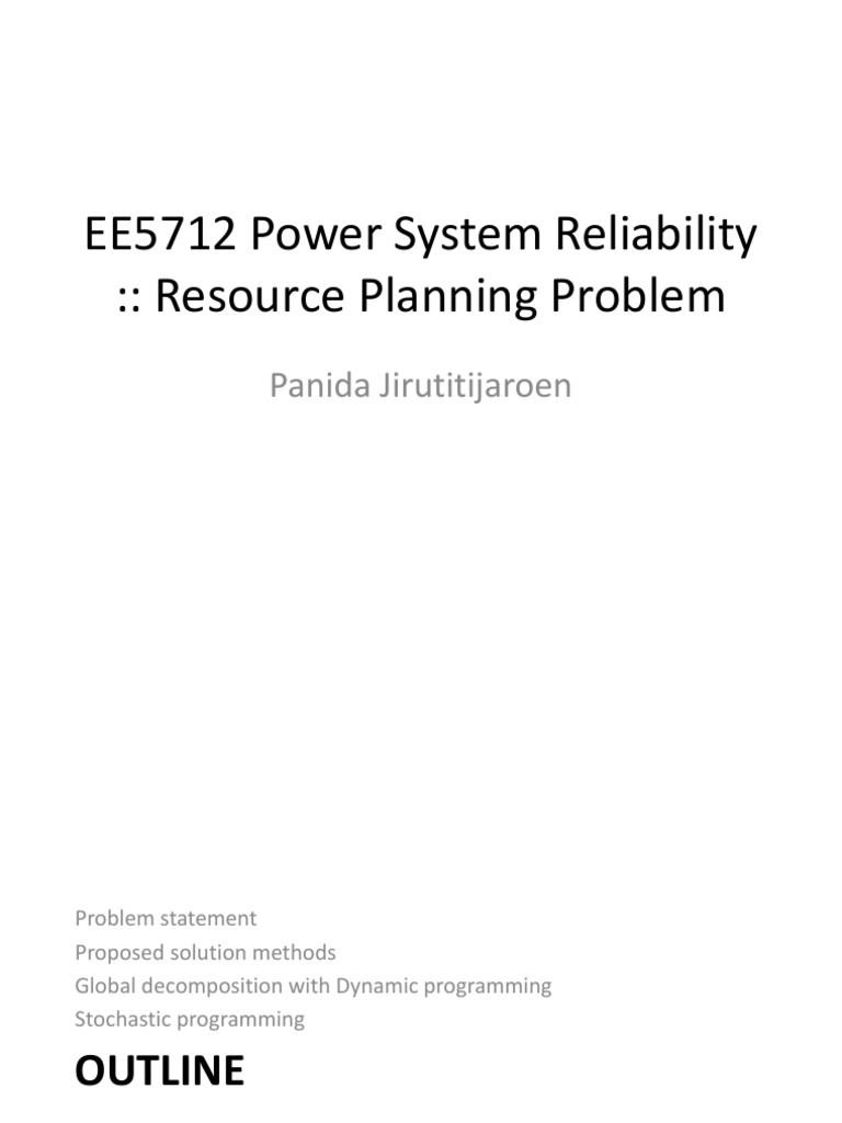 EE5712 Power System Reliability:: Resource Planning Problem | PDF ...