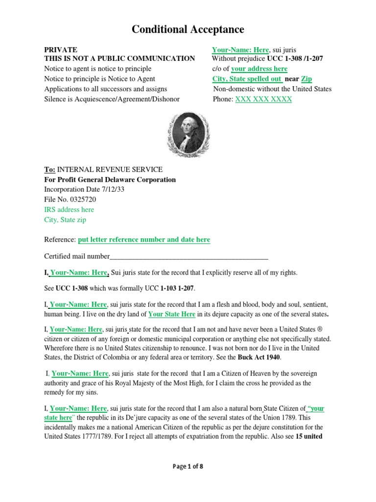 Conditional Acceptance: Your-Name: Here Your Address Here City, State ...