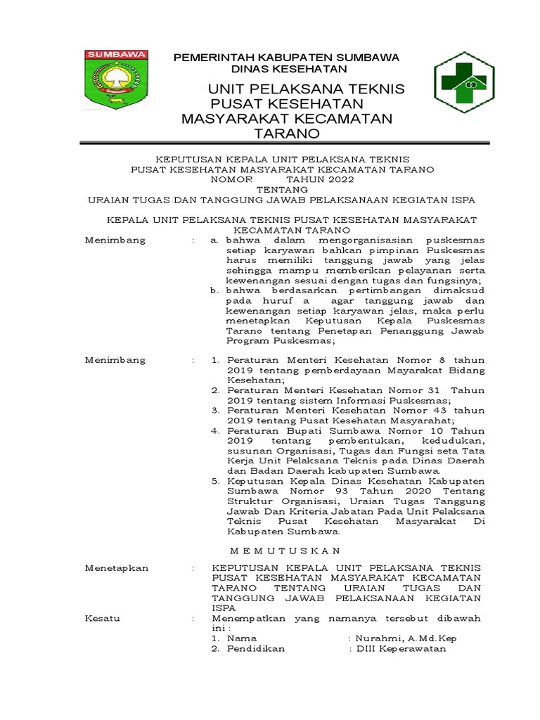 SK Pelaksana Kegiatan ISPA | PDF