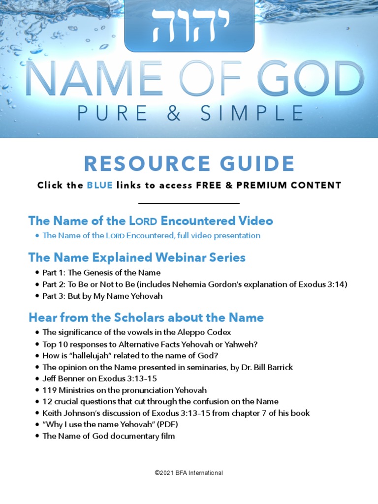Name of God Resource Guide 2021 | PDF | Tetragrammaton | Jehovah