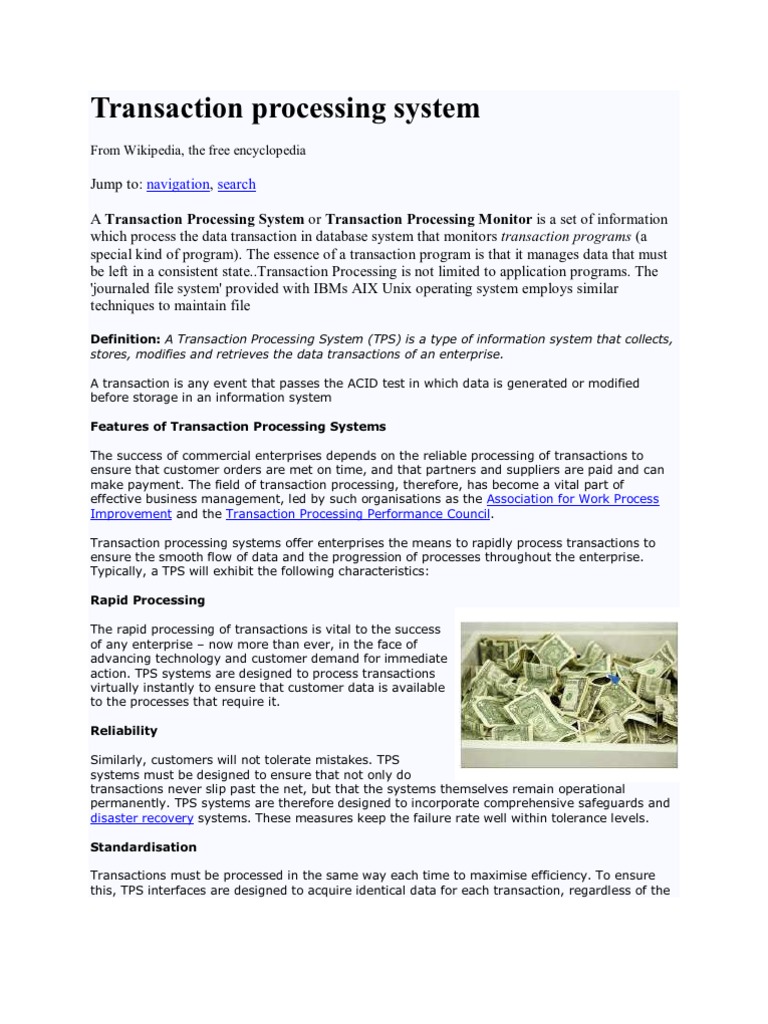 Transaction Processing System | PDF | Business Process Management | Database Transaction