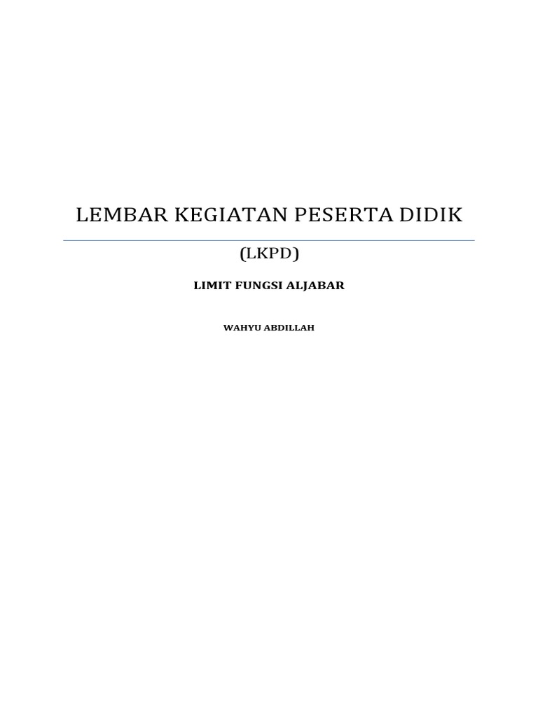 LKPD Limit Fungsi Aljabar | PDF