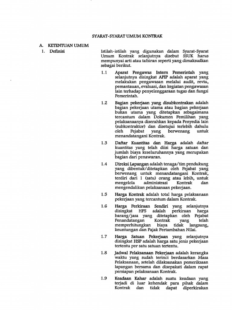Syarat-Syarat Umum Kontrak | PDF