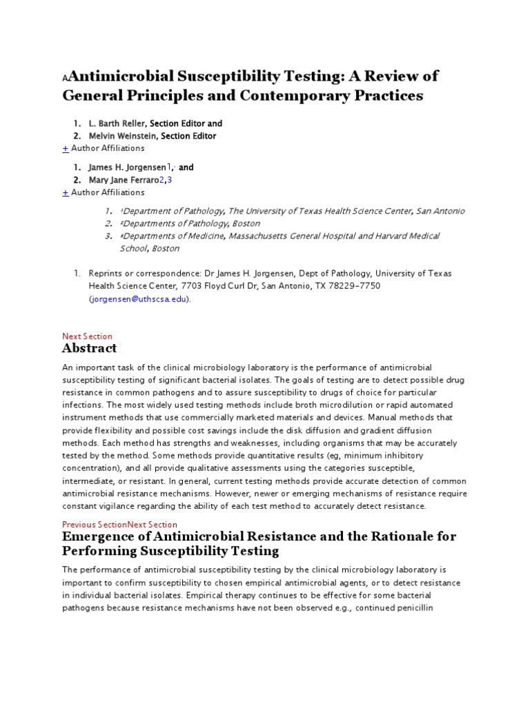 A Antimicrobial Susceptibility Testing | PDF | Microbiology | Clinical ...