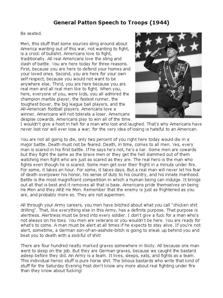 General Patton Speech To Troops | PDF | Military