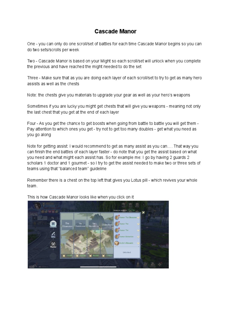 Cascade Manor Guide | PDF