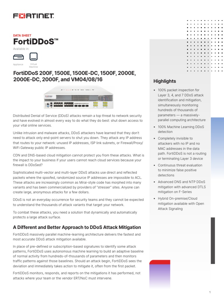 fortiddos | PDF | Denial Of Service Attack | Transmission Control Protocol