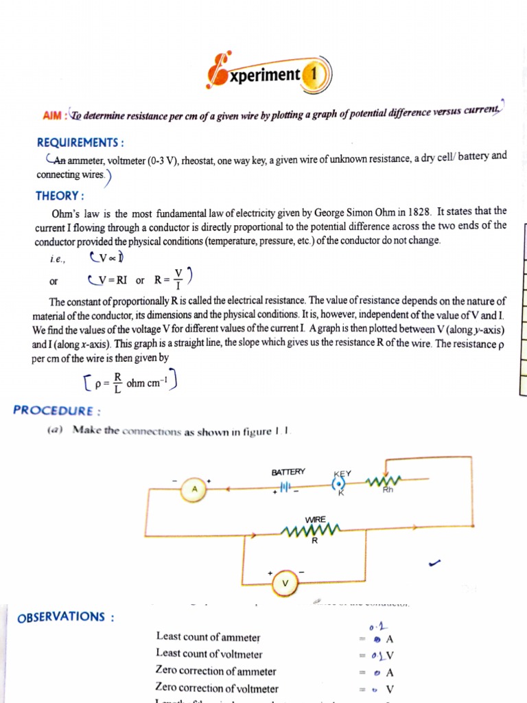 Physics Practical | PDF | Electrical Resistance And Conductance | Voltage