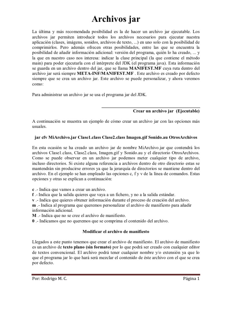 Crear Un Archivo Jar | PDF | Archivo de computadora | Java (lenguaje de ...