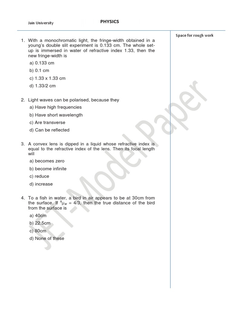 JET Model Test Paper | PDF | Redox | Aldehyde