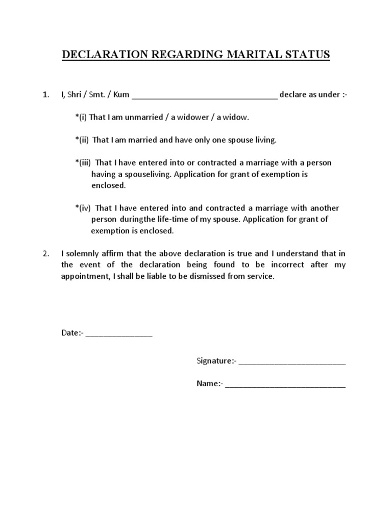 Declaration Regarding Marital Status | PDF