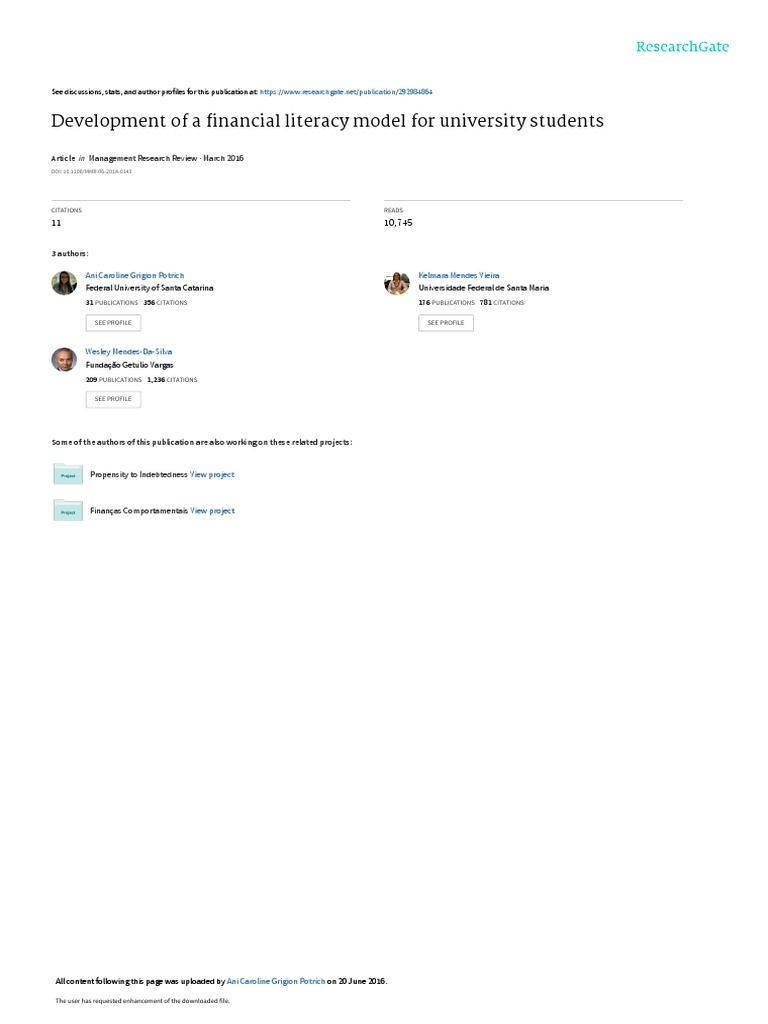 Financial Literacy For Students | PDF | Financial Literacy | Attitude ...