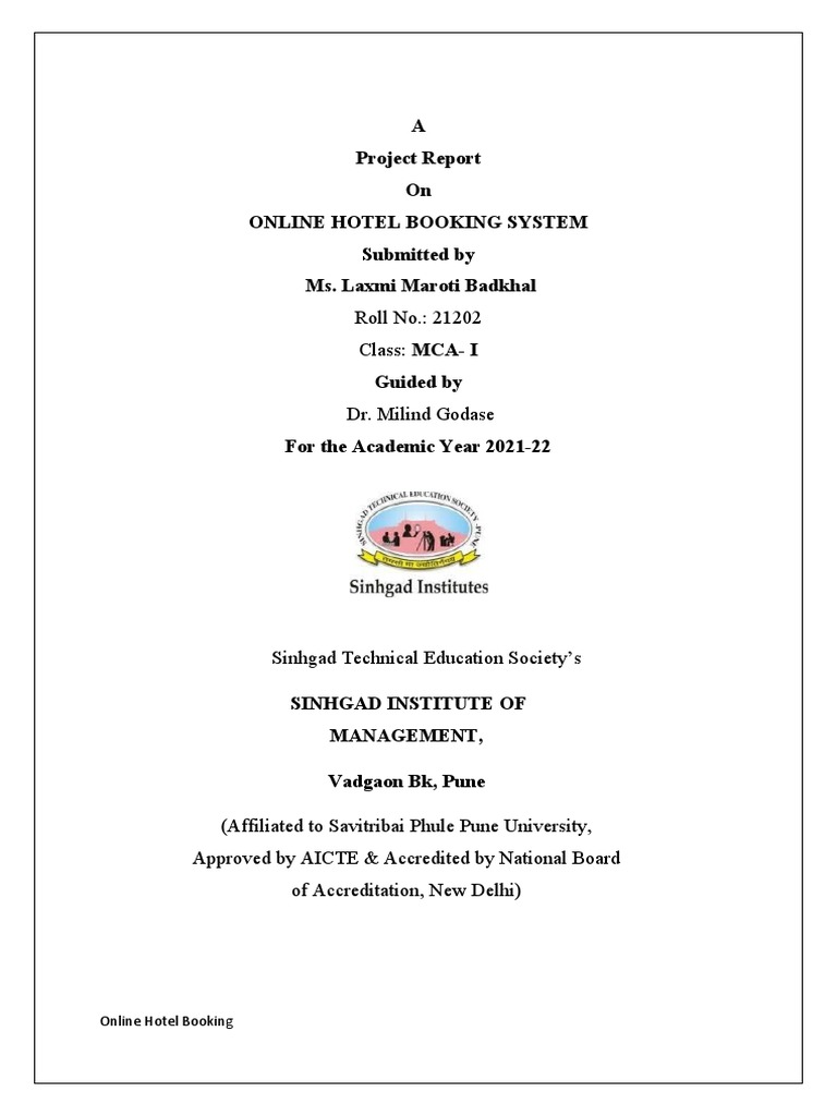 Online Hotel Booking System Report | PDF | Databases | Computing