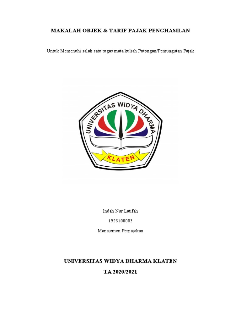 Daftar Objek Dan Tarif Pajak Penghasilan | PDF Daftar Objek Dan Tarif Pajak Penghasilan | PDF