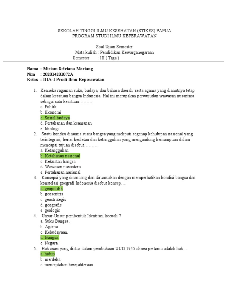 Soal UAS Kewa Stikes | PDF
