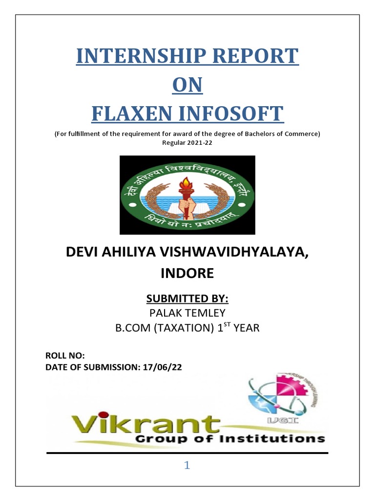 Internship Report ON Flaxen Infosoft: Devi Ahiliya Vishwavidhyalaya ...