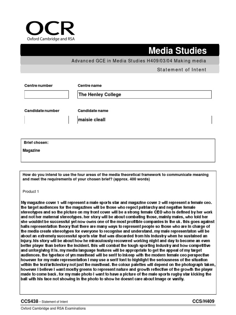 Sample Statement of Intent | PDF | Websites | Social Media