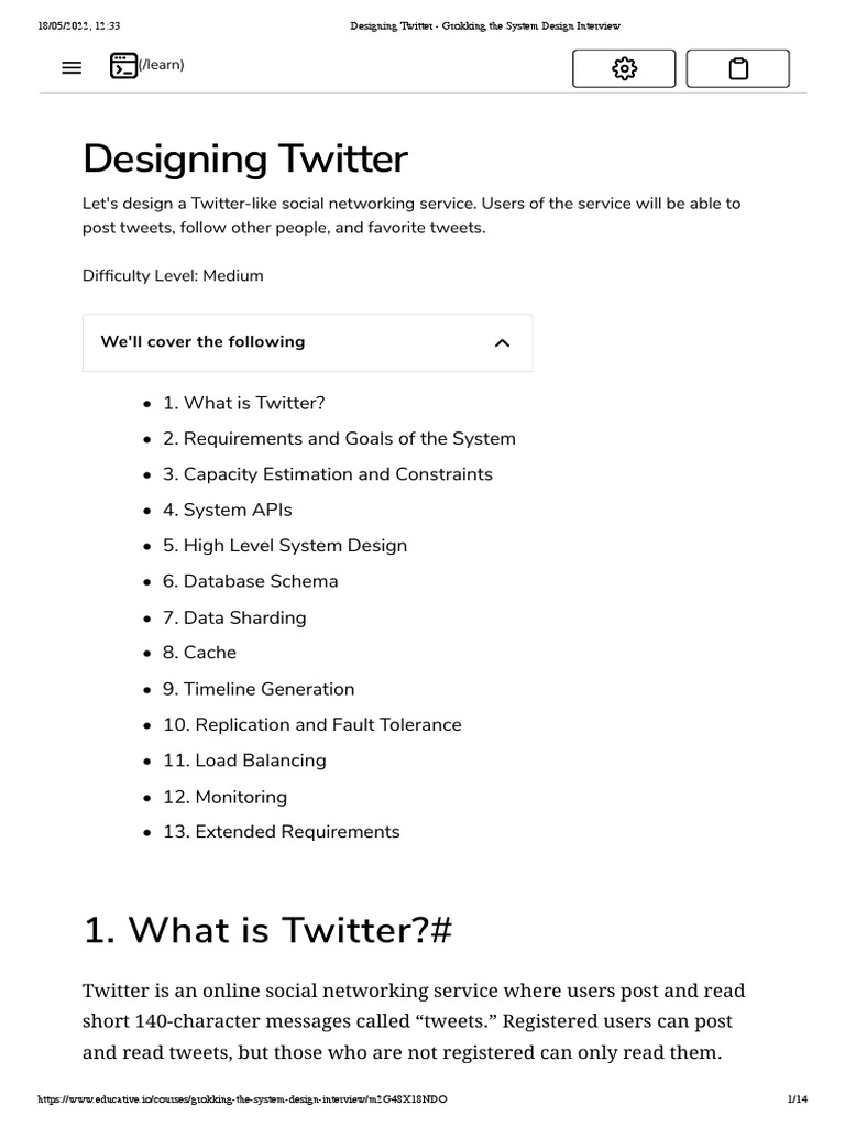 Designing Twitter - Grokking The System Design Interview | PDF | Cache (Computing) | Load ...