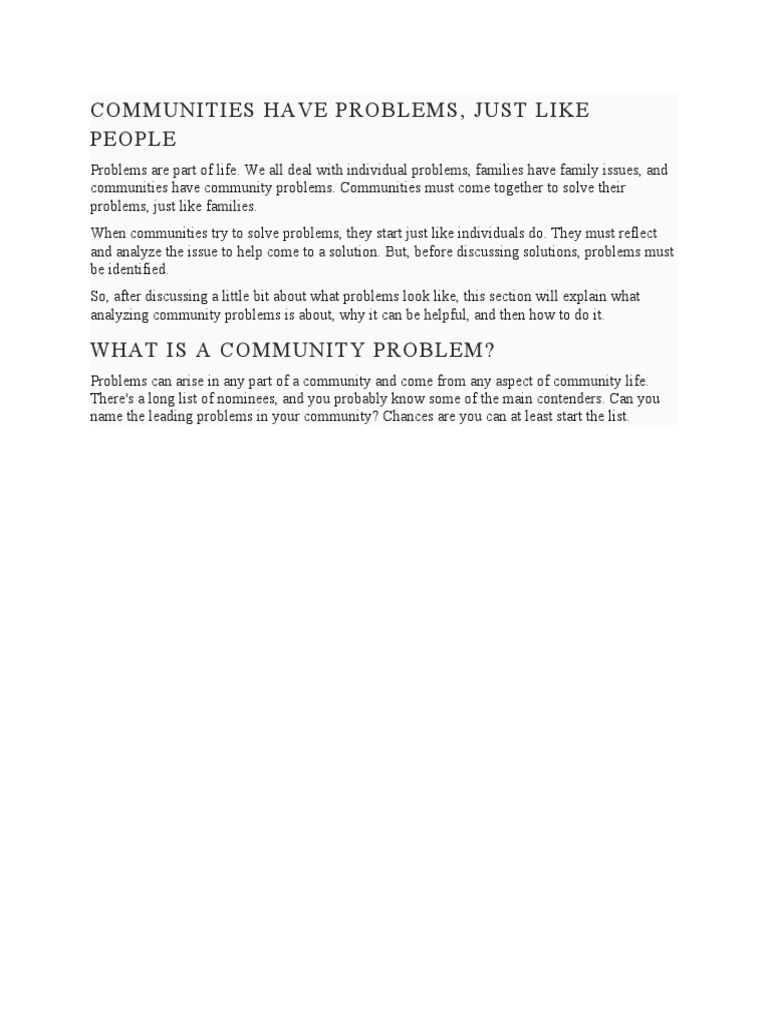 Analyzing Community Problems | PDF