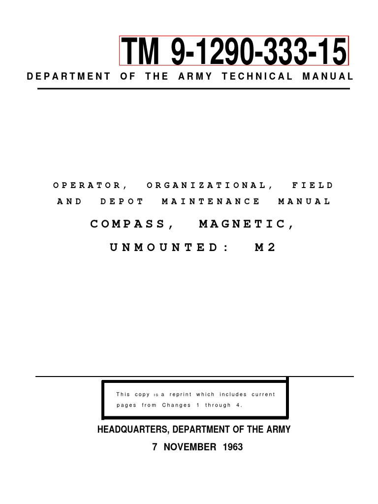 Compass, Magnetic, Unmounted: M2: Department of The Army Technical ...